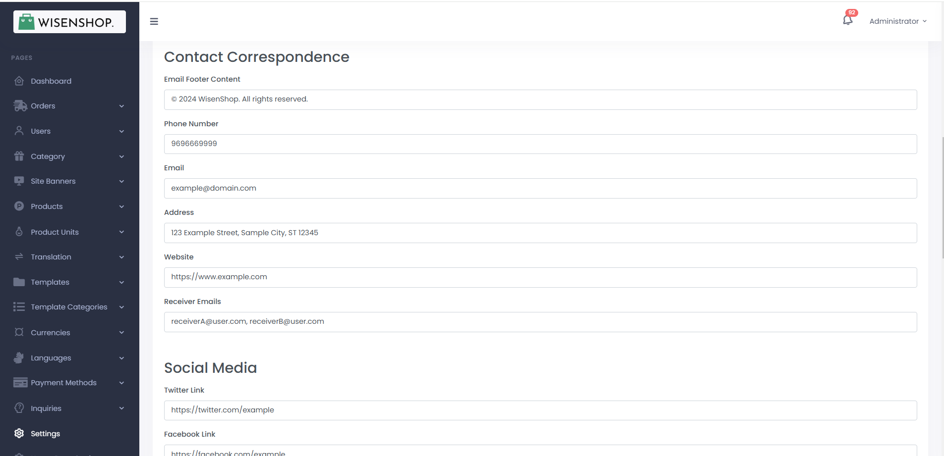 WisenShop Documentation - Multipurpose eCommerce script